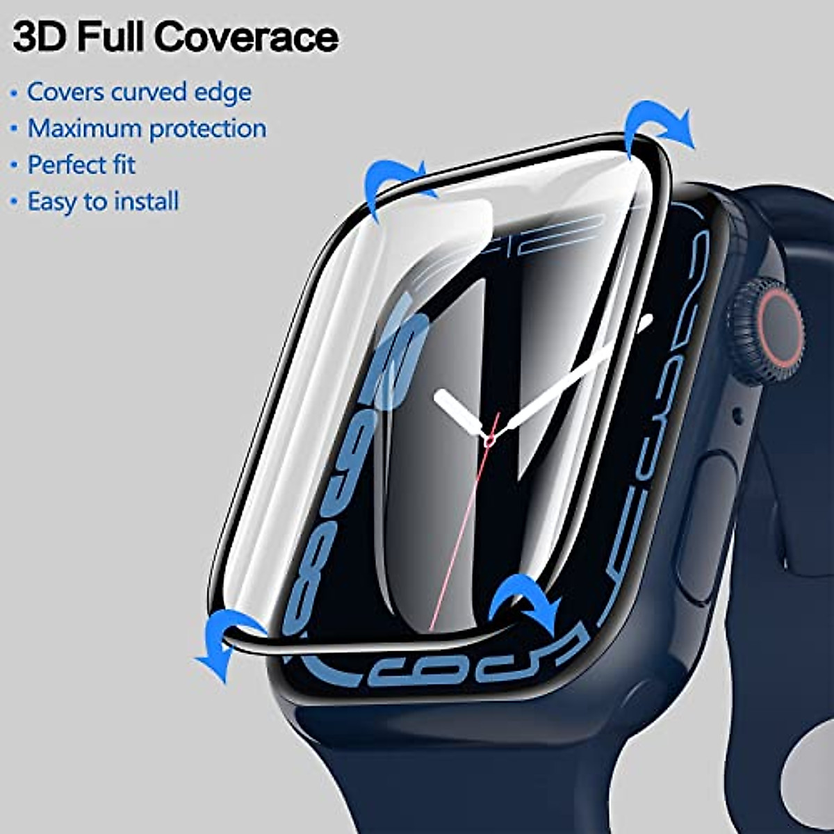 YMHML [2 Pack] Screen Protector for Apple Watch Series 8 Series 7 45mm, 3D Curved Full Coverage Ultra Thin Soft Protector Film for iWatch S7 45mm