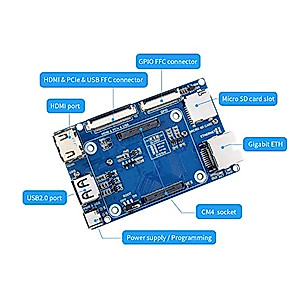 Binocular Camera Base Board + Interface Expander for Raspberry Pi Compute Module 4,Dual 8MP Camera 4K Gigabit ETH and Interfaces to Connect 40PIN GPIO HAT,M.2 Slot for SSD or Communication Module
