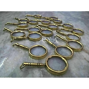Lot Of 100 Pcs Nautical Golden Finish Marine Collectible Magnifying Key Ring Key-Chain Key Brass Chain Nautical Keyring Pendant Keychain Christmas Gift By MAA VAISHNO NAUTICAL