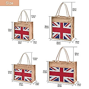 ALAZA Union Jack British Flag Fashion Jute Tote Bags Women Grocery Shopping Bags with Handles for Outdoor Travel 14.2 x 12.6 x 7.1 inches