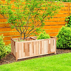 Jumbl Canadian Cedar Planter Box | Wood Garden Bed for Growing Flowers, Succulents & Other Plants at Home | Great for Outdoor Patio, Deck, Balcony