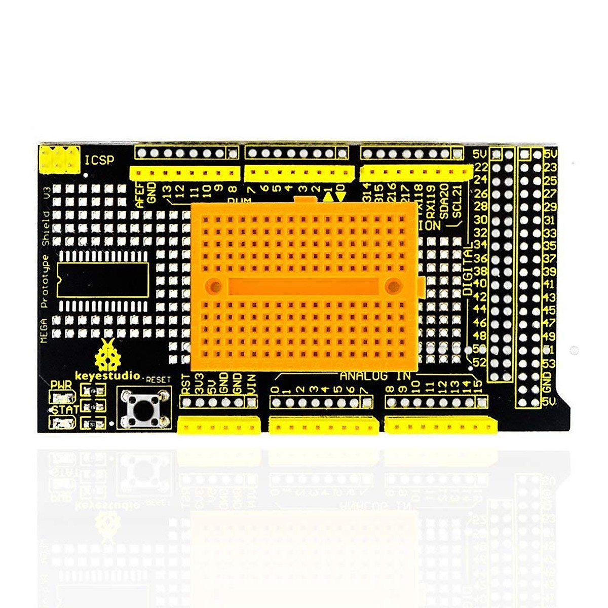 KEYESTUDIO MEGA Prototype Shield V3 Board for Arduino Mega R3 2560, with 170 Points Breadboard Solderable, Easy to Use, Great for Prototyping Circuit Building Projects