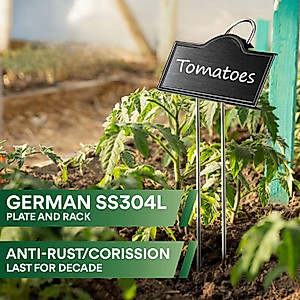 Metal Plant Labels Weatherproof 25 Pack, Stainless Steel 304 Garden Label Markers Outdoor for Plants Vegetables Herb Seedlings Flowers with a Pen, Label Area 3.74'' x 1.39'' Height 10.75 Inch