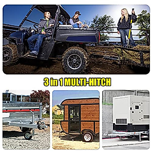 SKYMIRO 1-1/4" Solid Shank 3 in 1 ATV UTV Multi Hitch Mount with 2 inch Ball Hitch (Rated 2000 LBS), Winch Strap Loop (Rated 5000 LBS), ⅝ Pin Hole for Yard Work Equipment & Utility Trailers