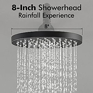 KES Shower Faucets Sets Complete Rain Shower Head Shower Valve and Trim Kit Wall Mount Pressure Balance Black Shower System, XB6202-BK