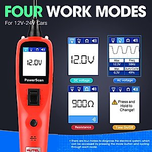 Autel PowerScan Automotive Circuit Tester, Power Circuit Probe Tool, 12-24V Electrical Short Open Breaker Circuit Finder, AC/DC Current Resistance, Duty Cycle, & 20FT Extension Cord, for 99% Cars