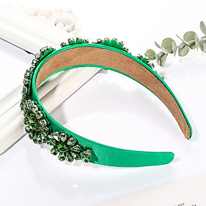 St.Patrick’s Day Headband Green Rhinestone Flower Hairband Crystal Irish Green Lucky Party Hair Accessories for Women