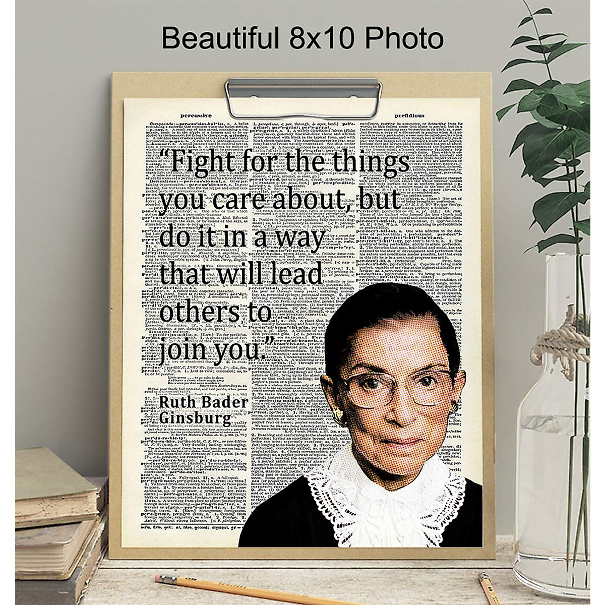 Ruth Bader Ginsburg Wall Art - RBG Motivational Quote Home Decor, Room Decoration for Office, Bedroom - Inspirational Gift for Women, Attorney, Lawyer, Liberal Feminist - Picture Poster Photo Print