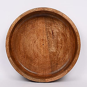 EDHAS Mango Wood Decorative Round Carved Bowl for Decoration, Centerpiece Bowl for Table (10.5" x 10.5" x 2.5")