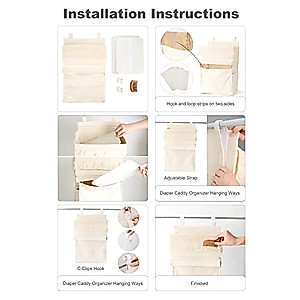 Mkono Diaper Organizer Caddy Macrame Hanging Baby Diaper Storage for Crib Changing Table Essentials Bag Boho Decor Diaper Stacker Holder for Nursery Bedroom, Newborn Gift, Ivory