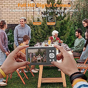 ordine Digital Camera, 4K Kids Camera with 32GB SD Card Autofocus, 50MP Compact Video Camera 16X Digital Zoom Vlogging Camera for Kids Students Teens (Black), (DC504K)