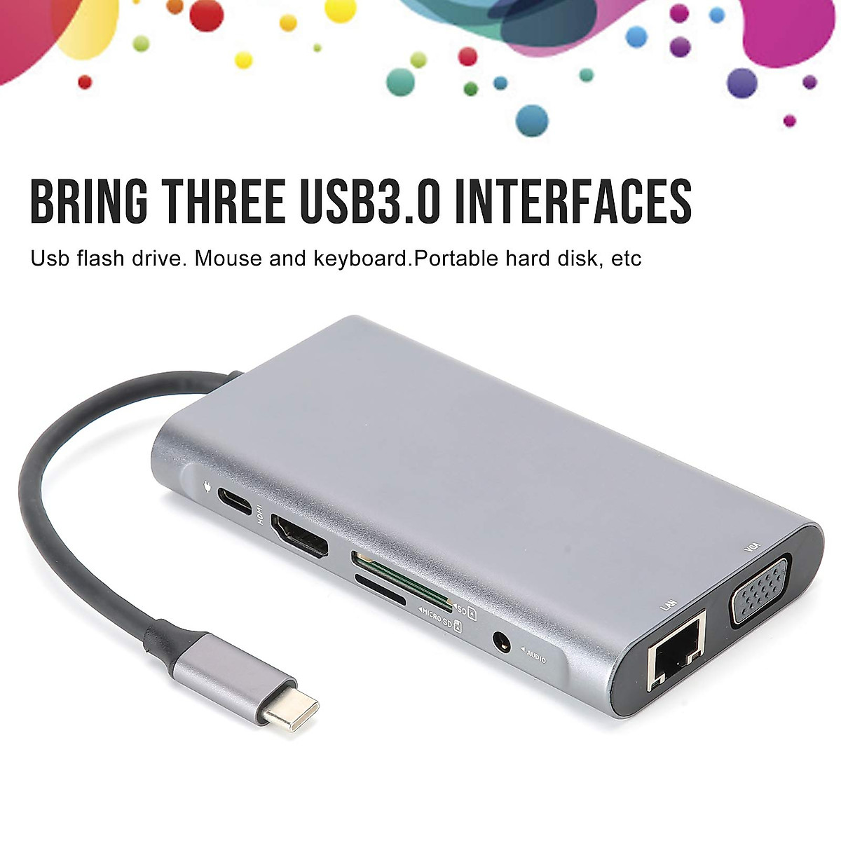 Multifunction Docking Station, Computer Adapter, Type‑C Docking Station, Information Transfer for Computer Home Office