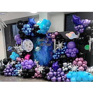 MOXMAY 62 Pcs 12 Inch Black White Purple Balloons Arch Kit, Matte Black and White Metallic Purple Confetti Party Balloons with Ribbons for Birthday, Wedding, Baby Shower, Graduation Decorations