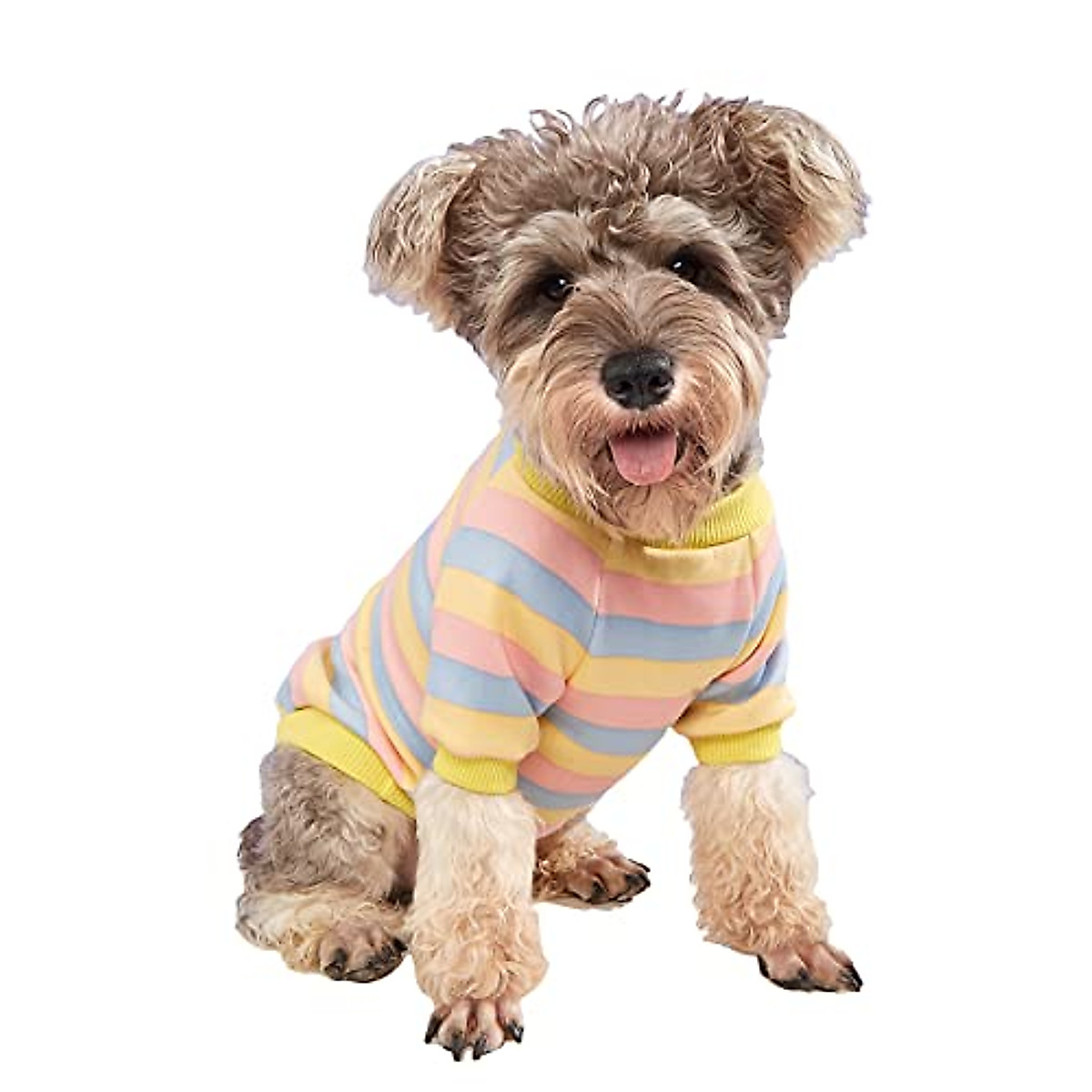 QWINEE Striped Dog Shirt,Puppy Sweatshirt,Kitten Clothes,Puppy T-Shirt,Cat Tee,Dog Apparel,Pet Clothes for Small Medium Dog Cat Multi-Colored X-Large