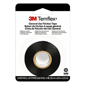 3M Temflex Vinyl Electrical Tape, 1700, 3/4 in x 60 ft, Black 1.5core (3-Roll)