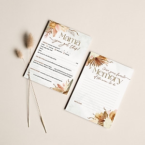 Printperie Pampas Grass Baby Shower Games for 50 Guests, 6 Games Double-Sided Cards, Boho Gender Neutral for Boys or Girls