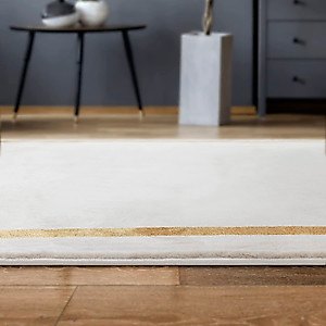 Antep Rugs Babil Gold 8x10 Modern Bordered Indoor Area Rug, Black, 7'10" x 10'