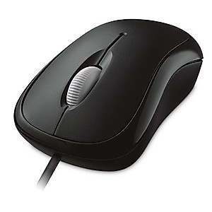 Microsoft Basic Optical Mouse for Business - Black. Comfortable, Wired, USB mouse for PC/Laptop/Desktop, with fast scroll wheel, works with Mac/Windows Computers