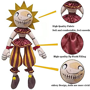 ULTHOOL Sun Moondrop Plush, FNAF Security Breach Clown Figure, 2Pcs 11in Sundrop Moondrop Plushies Toy for Kids and Game Fans Gift (Sun&Moon Clown 2pcs)