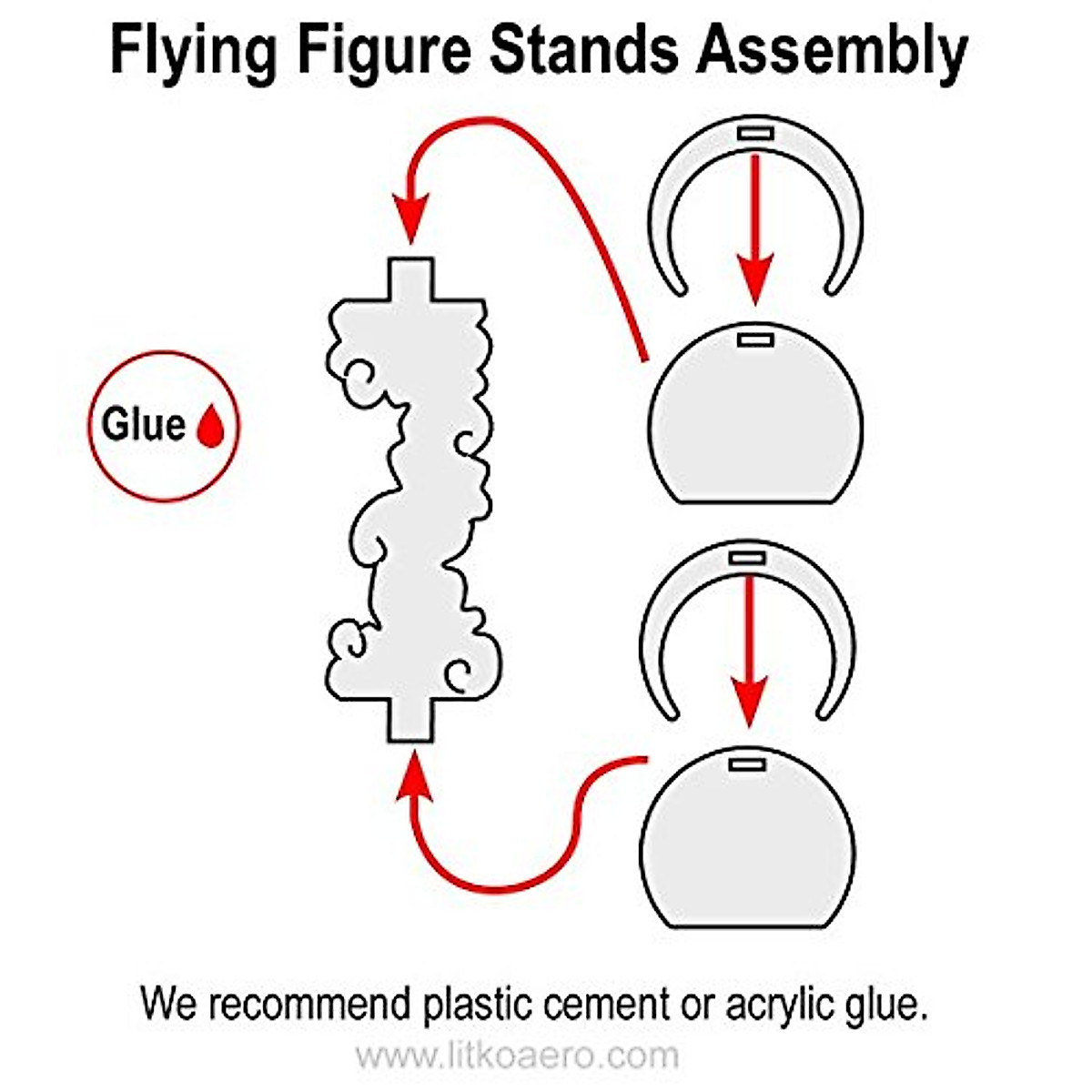 LITKO Flying Figure Stands | Levitating Character | Adventure Games | Compatioble with DND | 2 Pack | 25mm | (Round)