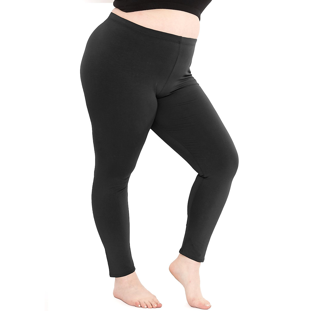 Women's Cotton Plus Size Leggings Black 4X
