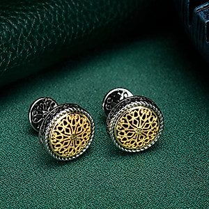 Cuff Links Mens, Cufflinks for Men, 18K Gold Plated Cufflinks with Gift Box for Wedding, Birthday, Anniversary and Father's Day