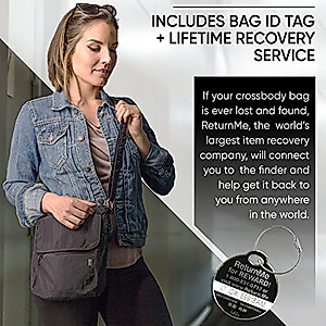 Nylon Crossbody Purse - Hidden RFID Pocket - Includes Lifetime Lost & Found ID
