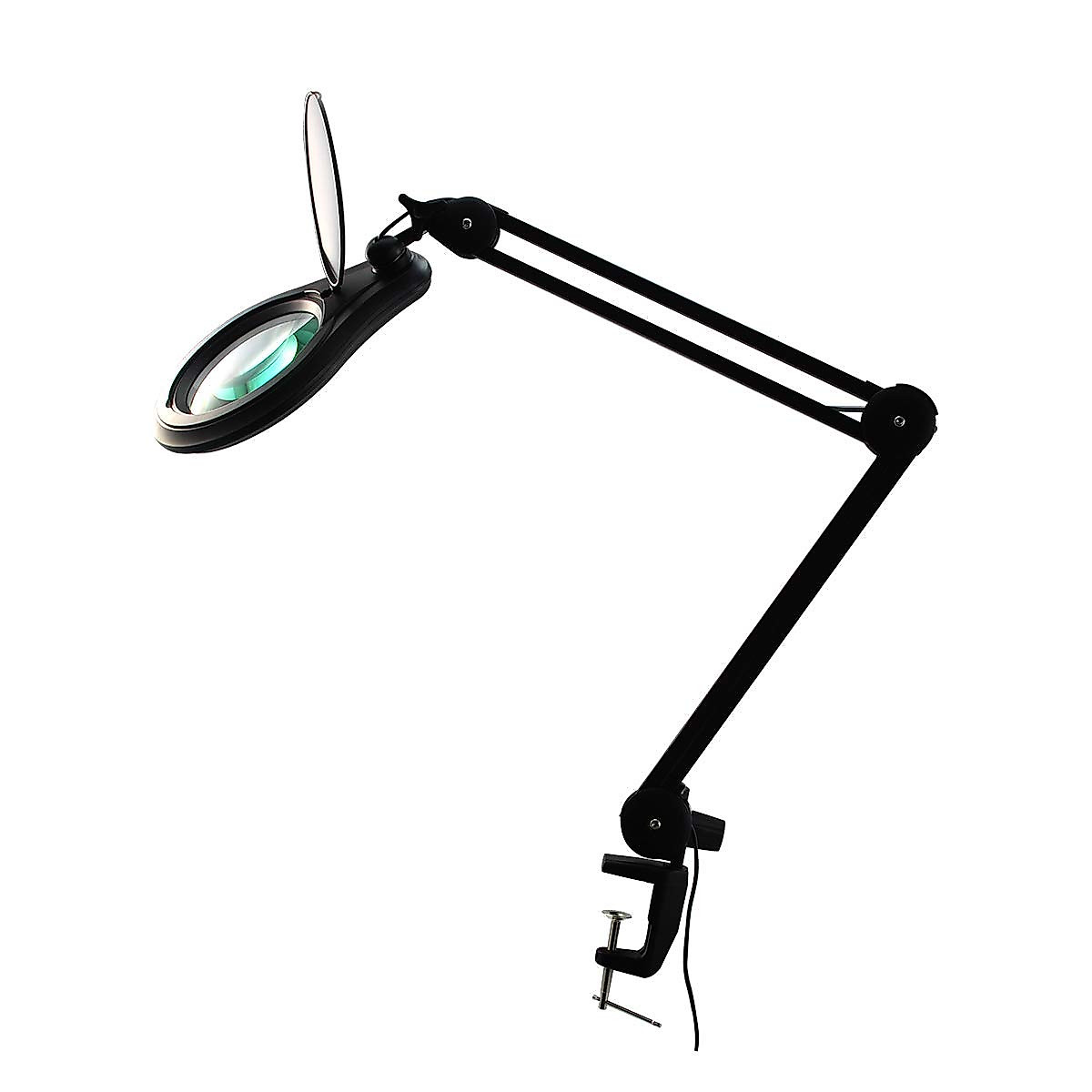 ESD Safe (Glass Lens) Professional LED Magnifying Lamp with Clamp (3 Diopter, 1.75X Magnification) Dimmable Work Light, Daylight Bright, 1200 Lumens 5600K-6000K, 60 SMD LEDs, BoliOptics MG16303222