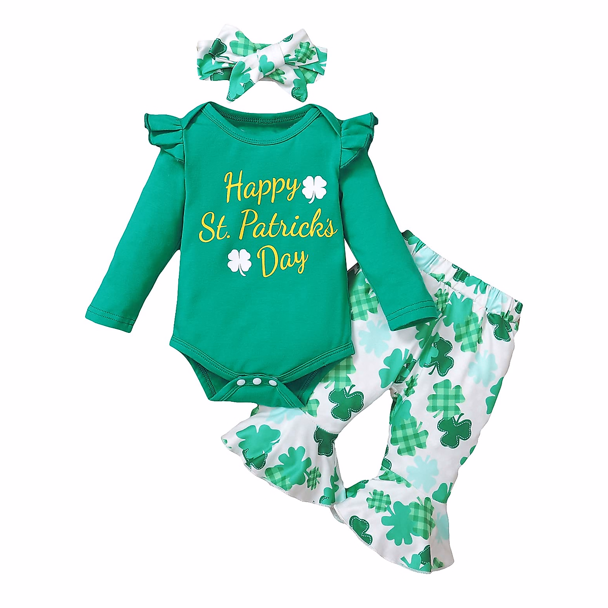 Detigee Baby Girl Happy St. Patricks Day Outfit Infant My 1st St. Patricks Day Bodysuit (Green,3-6 Months)