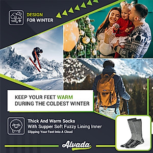 Alvada Merino Wool Hiking Socks Thermal Warm Crew Winter Boot Sock For Men Women 3 Pairs SM