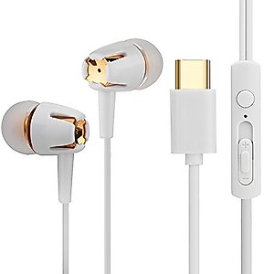Type C Headphones, Comfortable Soft Ear with Super Deep Bass Music Clear Handsfree Phone Call Stereo Surrounding Sound for Typc C Port Phones