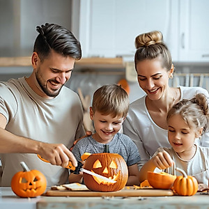 XINYA BAO 28 PCS Pumpkin Carving Kit Tools Halloween Professional Heavy Duty Stainless Steel Carve Knife Set with LED Candle Lights, Stencils, Storage Bag, Gifts & Adults DIY Lantern Decorating.