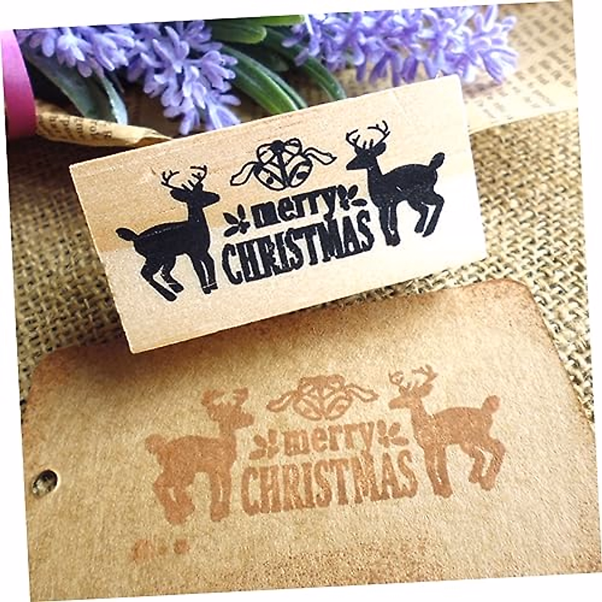 Abaodam Christmas Wooden 6 Pcs Christmas Deer Seal Making Stamp Christmas Album Christmas Stamper Wooden Craft Stamp DIY Stamper for Stamps Gift Seal Stamps Wood Stamper Elk Cake