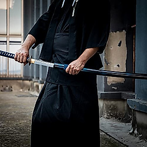 DISPATCH Handmade Samurai Sword, 40 inch 1060 High Carbon Steel, Damascus Steel, Forged Samurai Sword, Full Tang Dynasty, Clay Tempered