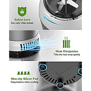 YaFex Personal Blender for Shakes and Smoothies, 700W 6-Blade Smoothie Blender for Frozen Fruit and Ice, with 1 28 Oz Travel Bottle, 1 To-Go Lid, BPA Free & Dishwasher Safe (Gray/Silver)