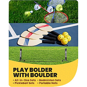 Boulder Pickleball Paddles - Carbon Fiber Paddle Set of 2 Racquets and 4 Balls - Complete Pickleball Set for Beginners and Experts