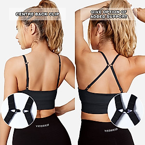 YEOREO Sports Bra Workout Tank Tops Crop Tops Criss-Cross Back Padded Yoga Bra