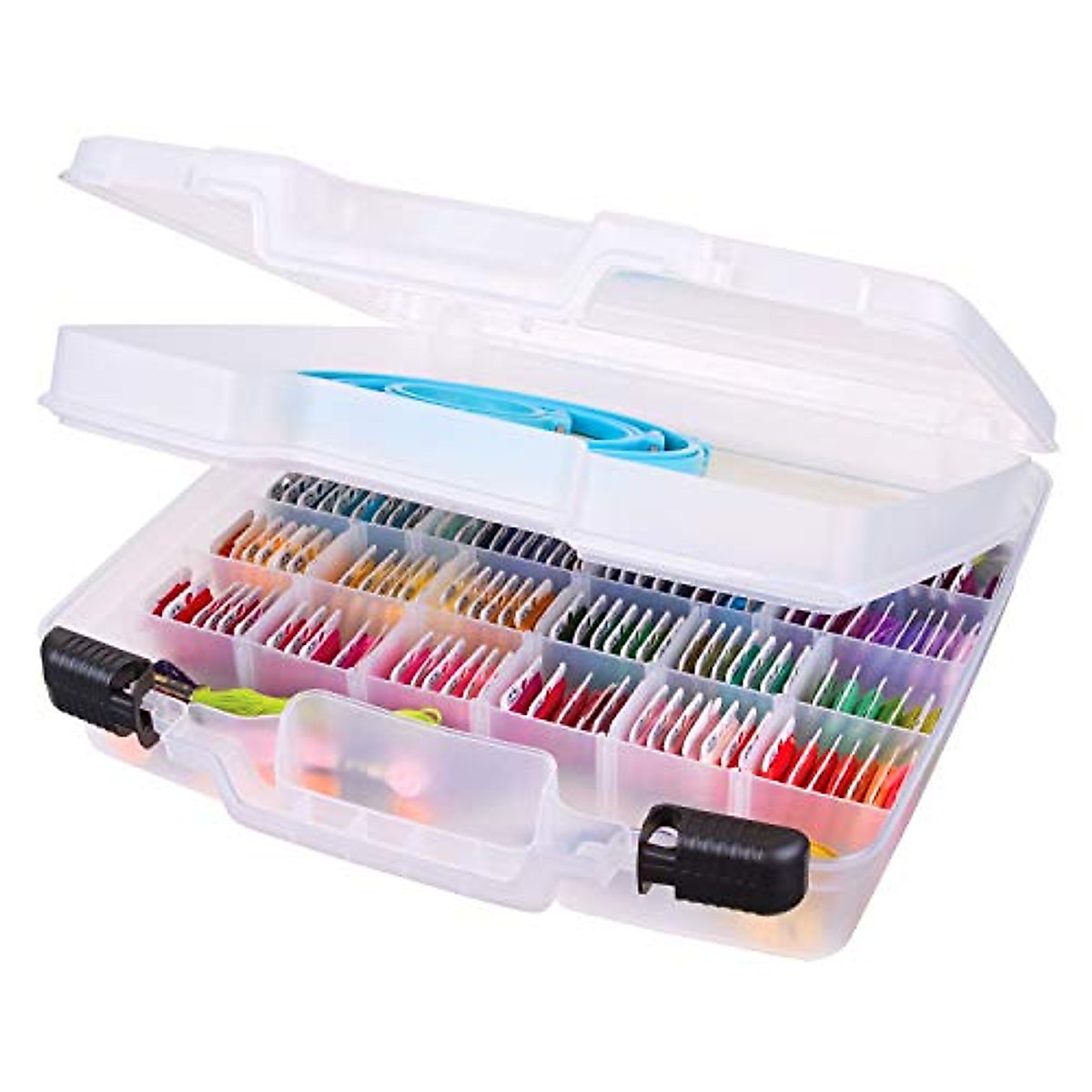 ArtBin 6962AB Quick View Deep Base Carrying Case with Removable Dividers and Tray, Portable Art & Craft Storage Box, 15", Clear