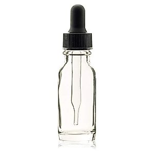 1/2 Oz (15 ml) CLEAR Boston Round Glass Bottle w/Dropper - Pack of 12