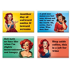 4 Pack Refrigerator Magnets - Funny Fridge Magnet - Perfect Housewarming Gift, or Gift for Women Friends