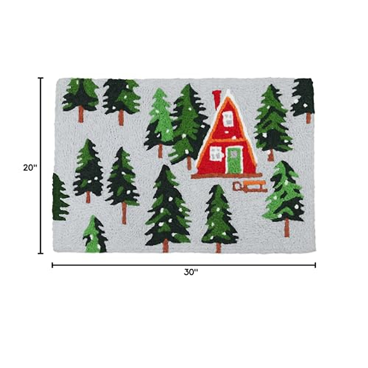Alpine Chalet Jellybean Accent Rug with Cottage & Trees Winter Themed Rug 20"x30" Doormat