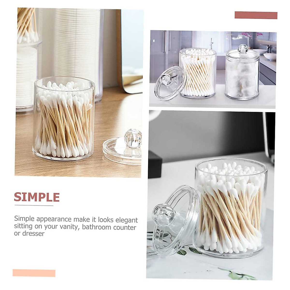 FELTECHELECTR 2pcs Box Cotton Ball Storage Box Glass Storage Jars Cotton Pad Holder Glass Stand Jewelry Organizer Tray Tool Organizer Box And Cotton Holder Set Multipurpose Cosmetic Organizer