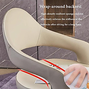 Leather Office Chair, Mid Century Desk Chair with Wheels and Ergonomic Armrests, Adjustable Swivel Rolling Task Chair, Upholstered Leisure Arm Chair for Home Office (Color : /White B)