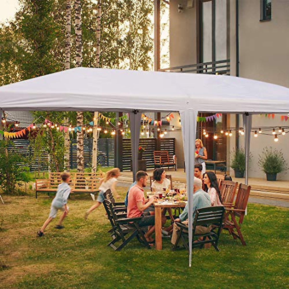 Quictent 10x20 ft Ez Pop up Canopy Tent Instant Shelter Party Tent Outdoor Event Gazebo Waterproof with 6 Sand Bags (White)