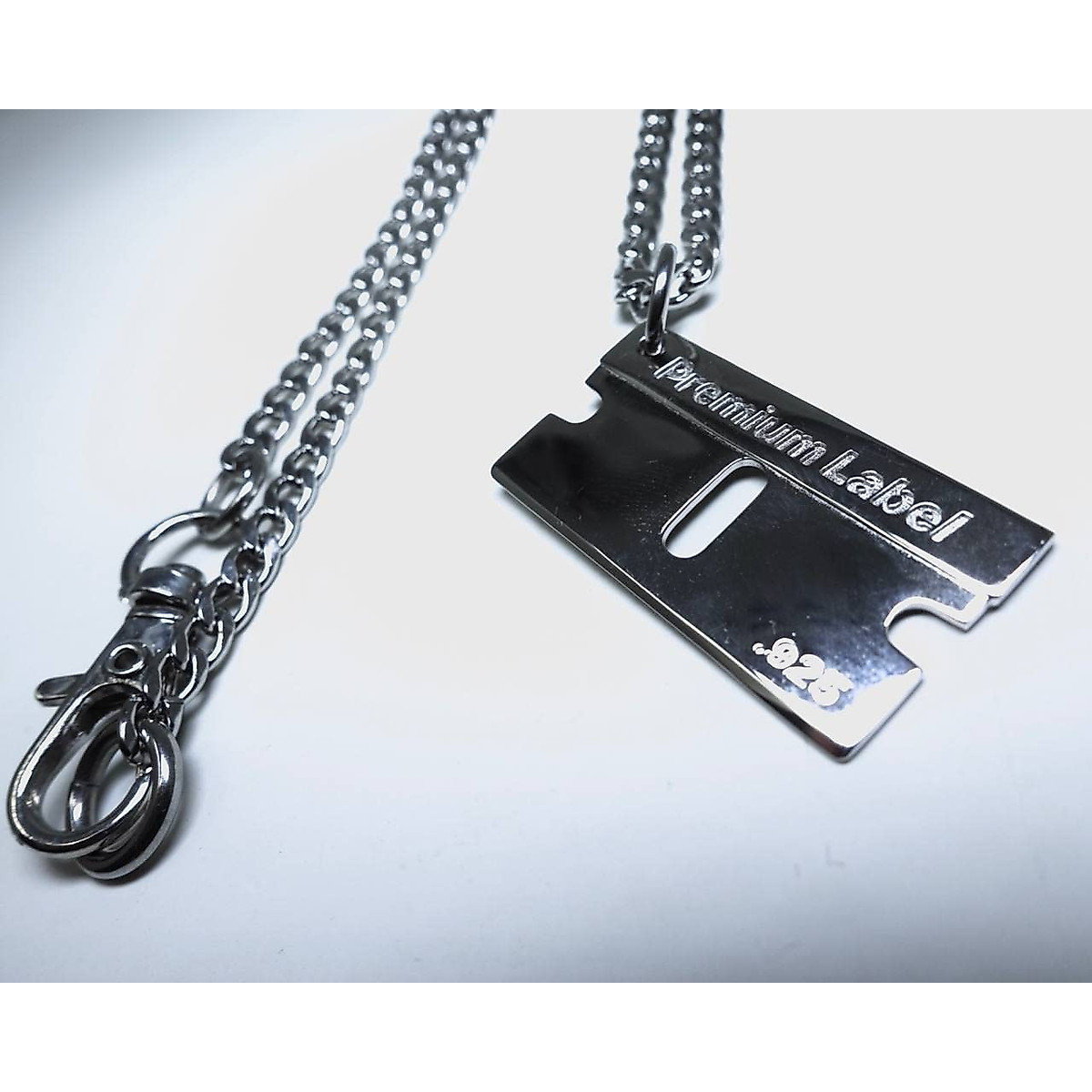 Premium Label - Bad Habits - Luxury Razor Blade Silver Charm .925 Plata Punk, Gothic, Streetwear, Dog Tag, Curb Grunge Chain - Made in JAPAN