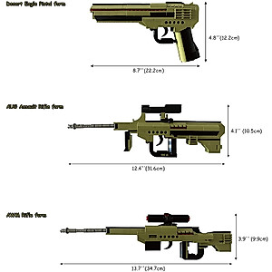 QMAN Building Block Gun, 3-in-1 Simulation Blaster Building Blocks with Bullets Military Weapon Building Set Model for Kids,202 PCS
