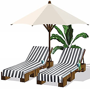 2 Packs Pool Beach Lounge Chair Towel Covers 30 x 85 Inch Microfiber Chaise Chair Towel Cover Portable Stripe Chair Cushion for Summer Lounger Sunbathing Hotel Outdoor (Gray)