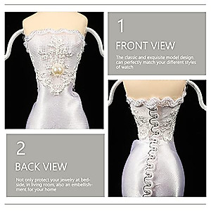 Amosfun Jewelry Display Stand Model Dress Earring Necklace Ring Bracelet Holder Mannequin Stand Hanging Jewelry Tower Rack for Girls Women 33CM White