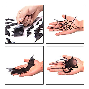 TMCCE 107 Piece Halloween Party Decorations Black Bats Spiders Glass Window Clings Decals Stickers for Halloween Party Supplies Favor