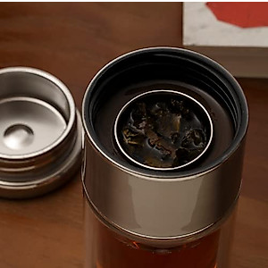 HOLYVIEW 220ml/7.4oz Double Wall Water Bottle with Tea Filter, Glass Tea Mug with Removable tea infuser